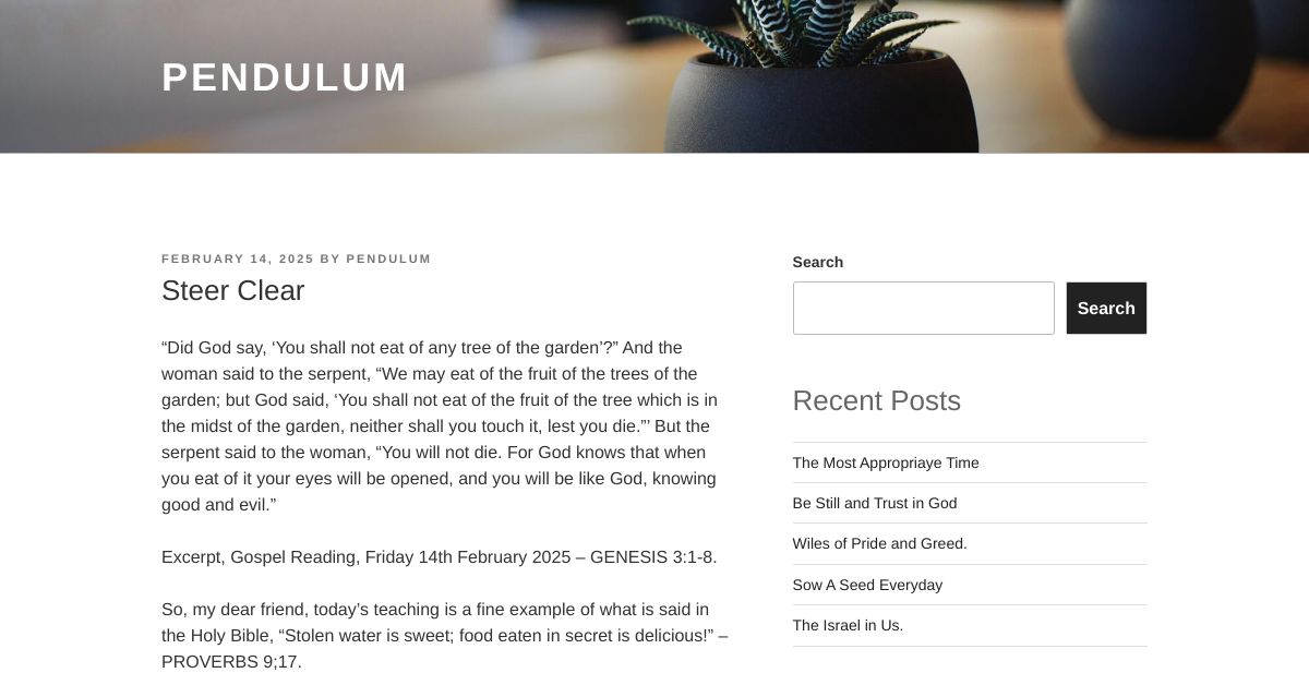 Steer Clear – pendulum